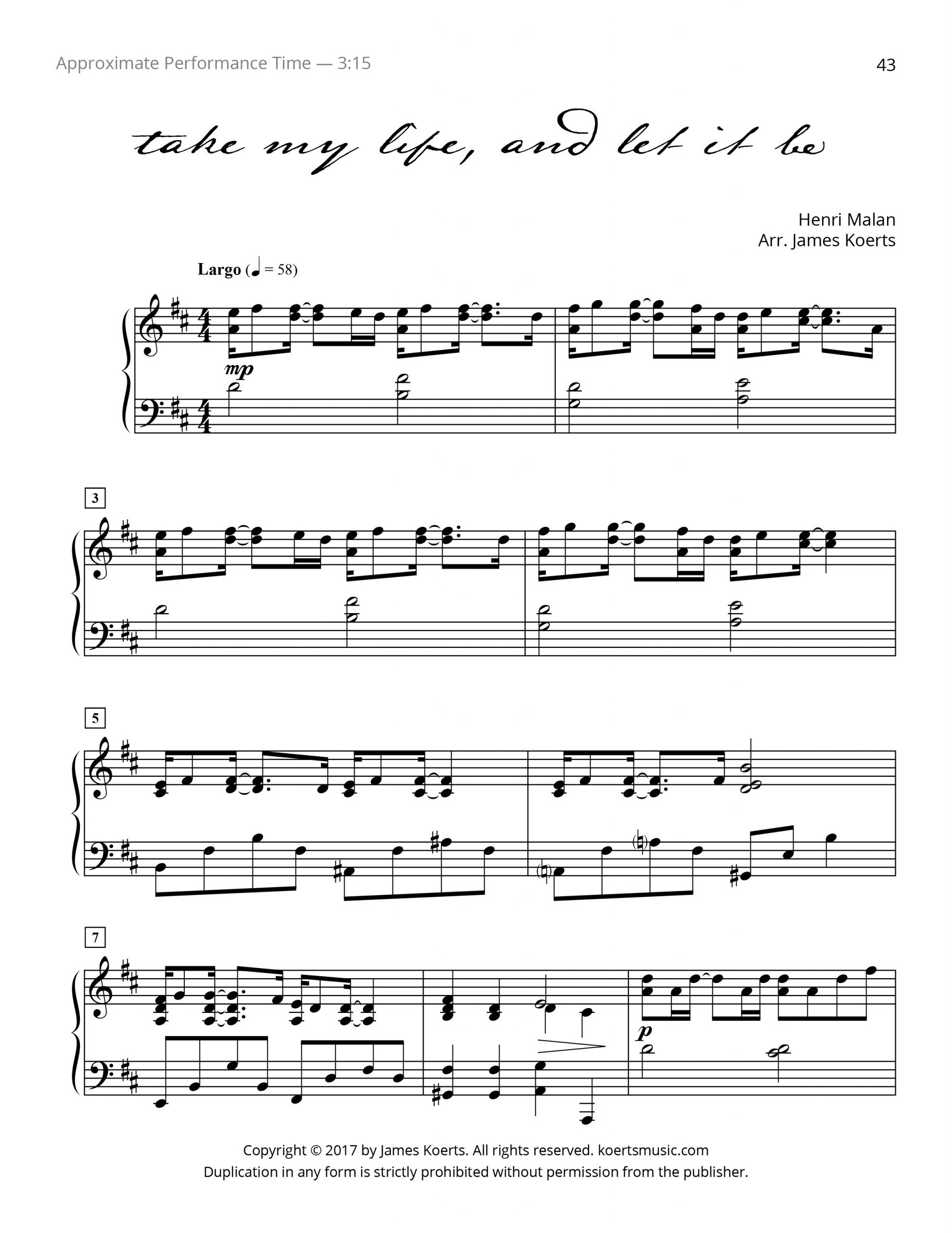 Take My Life, and Let It Be – Koerts Music