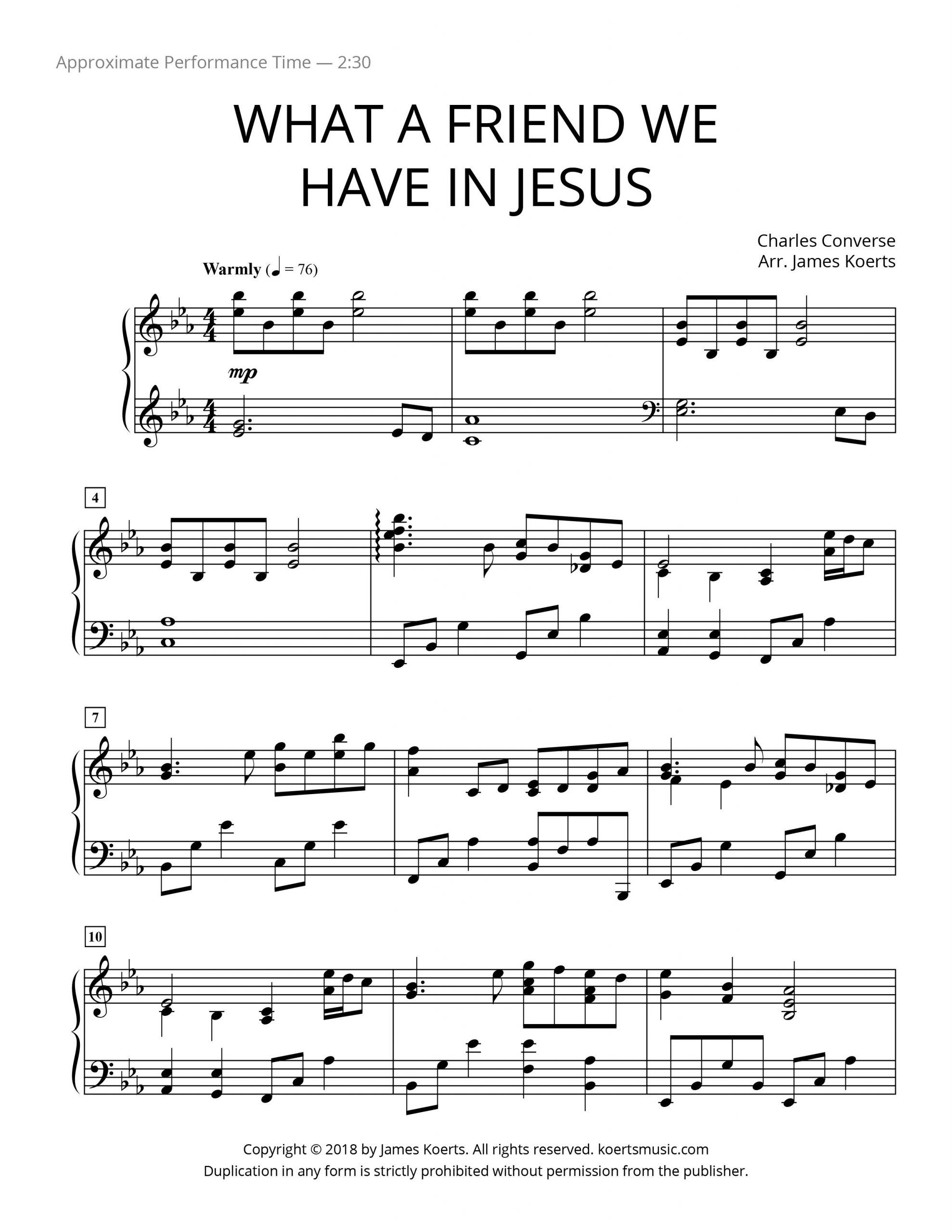 What a Friend We Have in Jesus – Koerts Music