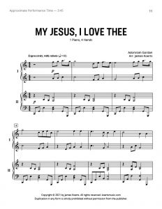 My Jesus, I Love Thee – Piano Duet – Koerts Music